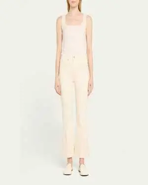 Veronica Beard Carson High-rise Flare Jeans - Ecru