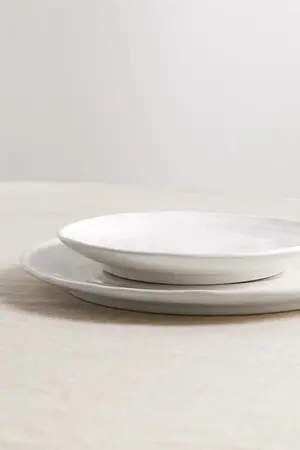 Brunello Cucinelli Set Of Two Glazed Ceramic Plates - Gray