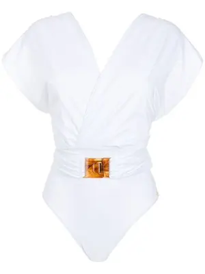 BRIGITTE Crisscross-strap Swimsuit - White