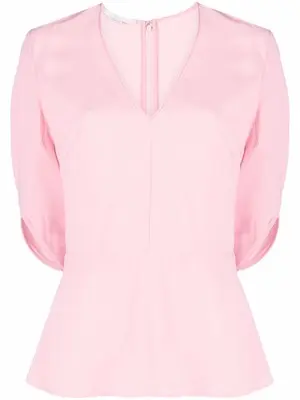 Stella McCartney Melody V-neck Peplum Blouse - Pink