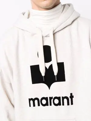 Isabel Marant Miley Flocked-logo Hoodie - Neutrals