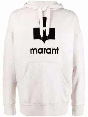 Isabel Marant Miley Flocked-logo Hoodie - Neutrals