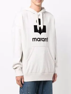 Isabel Marant Miley Flocked-logo Hoodie - Neutrals