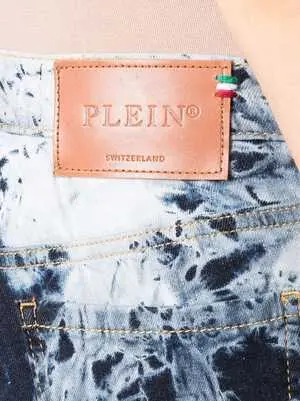 Philipp Plein Bleached Denim Mini Shorts