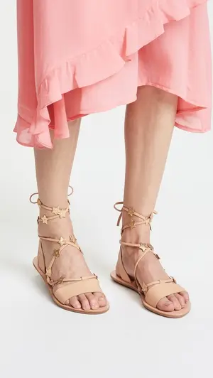 LOEFFLER RANDALL Starla Ankle Wrap Sandals - Wheat/gold