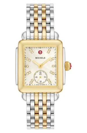 MICHELE MICHELE Deco Mid Diamond Dial Bracelet Watch