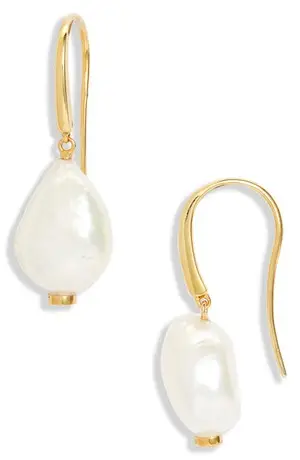 Monica Vinader Nura Pearl Drop Earrings - 18ct Gold Vermeil/st Silver