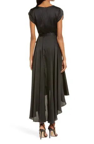 Lulus Satin High-low Dress - Black