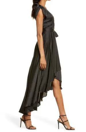 Lulus Satin High-low Dress - Black