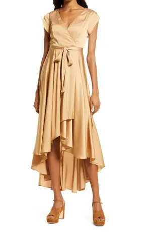 Lulus Satin High-Low Dress Champagne