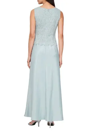Alex Evenings Embroidered Lace Gown With Jacket - Ice Sage