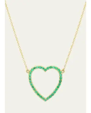 JENNIFER MEYER Large Open Heart Necklace - Emerald