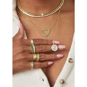 JENNIFER MEYER Large Open Heart Necklace - Emerald