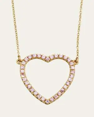 JENNIFER MEYER Jennifer Meyer Large Open Heart Necklace Pink Sapphire