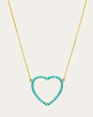 JENNIFER MEYER Jennifer Meyer Large Open Heart Necklace Turquoise