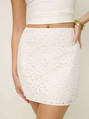 REFORMATION Veranda Mini Skirt White Floral