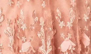 Dress The Population Darleen V-Neck Embroidered Mesh Cocktail Dress - Blush  | Editorialist