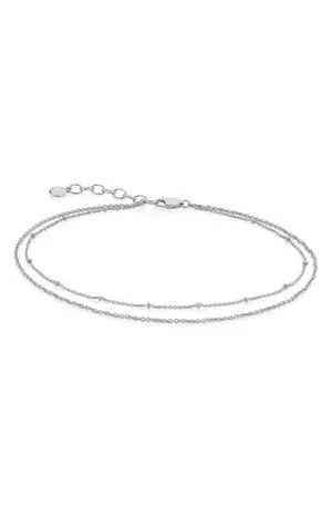 Monica Vinader Beaded Double Chain Anklet - Silver