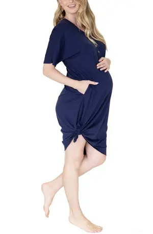 ANGEL MATERNITY Mama Hospital Maternity/nursing Nightgown With Bonus Baby Pouch