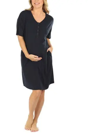 ANGEL MATERNITY Mama Hospital Maternity/nursing Nightgown With Bonus Baby Pouch