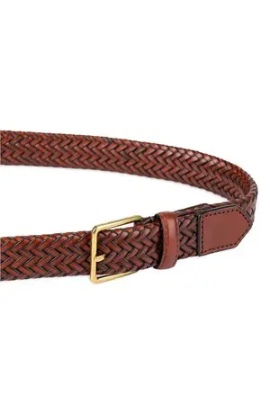 Cole Haan Woven Leather Belt - Cognac