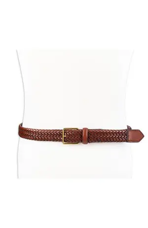 Cole Haan Woven Leather Belt - Cognac