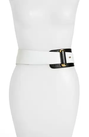 RAINA BELTS Raina Vixen Leather Belt Black/ White