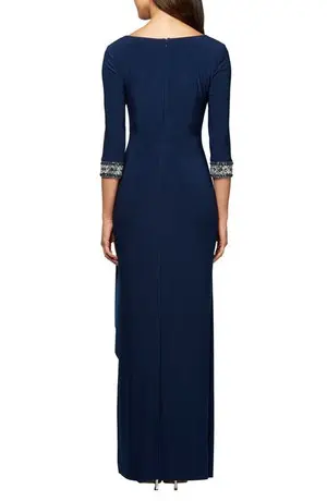 Alex Evenings Jeweled Cuff Column Gown