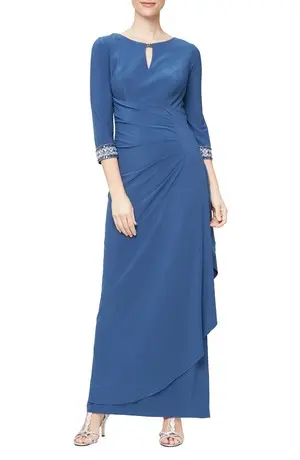 Alex Evenings Jeweled Cuff Column Gown