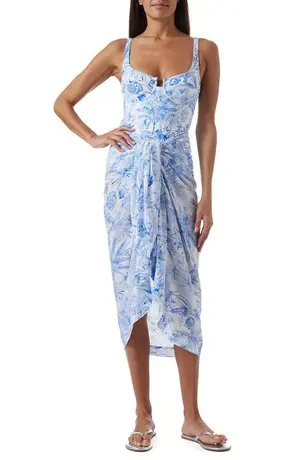 Melissa Odabash Tassel Cover-up Pareo Tropical Blue