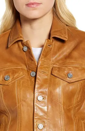 Lucky Brand Leather Trucker Jacket