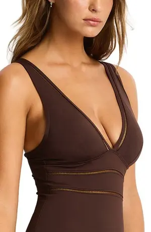 SEA LEVEL Spliced Plunge One-piece - Cocoa