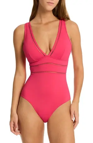 SEA LEVEL Sea Level Spliced Plunge One-Piece Roseberry