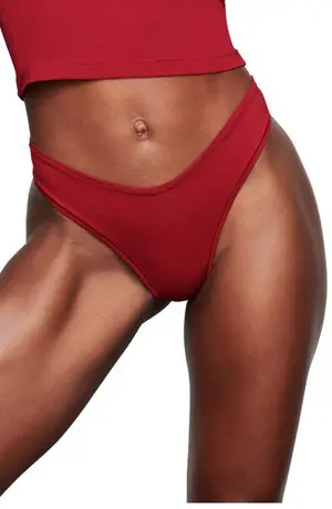 SKIMS Cotton Stretch Jersey Dipped Thong Brick