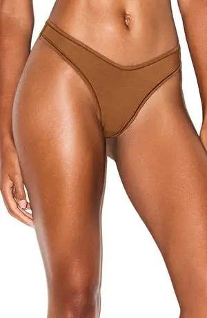 SKIMS Cotton Stretch Jersey Dipped Thong - Chai