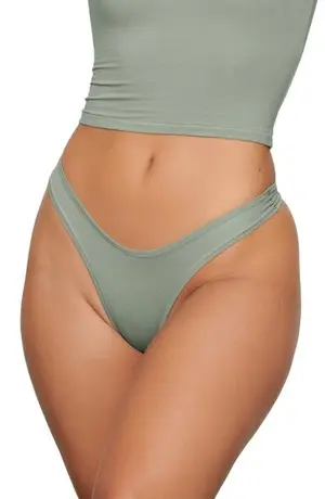 SKIMS Cotton Stretch Jersey Dipped Thong - Mineral