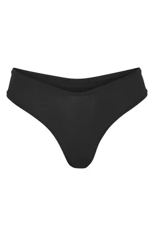 SKIMS Cotton Stretch Jersey Dipped Thong - Soot