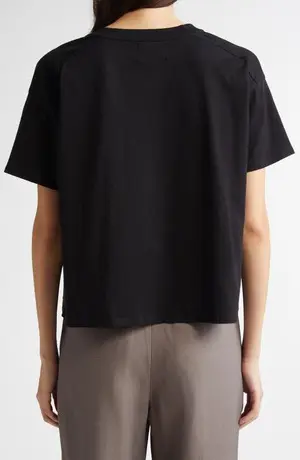 Loulou De Saison Boxy V-neck Cotton T-shirt - Black