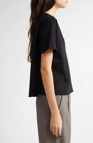 Loulou De Saison Boxy V-neck Cotton T-shirt - Black