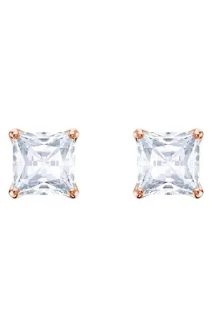 SWAROVSKI Stilla Princess Stud Earrings - Rose Gold
