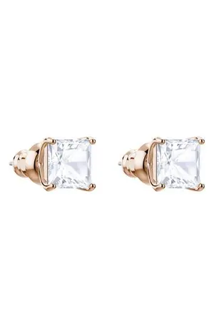 SWAROVSKI Stilla Princess Stud Earrings - Rose Gold