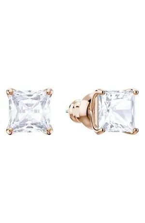 SWAROVSKI Stilla Princess Stud Earrings - Rose Gold