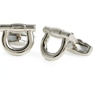 Ferragamo Silver Tone Cufflinks & Tie Clips