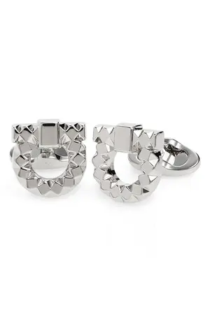 FERRAGAMO Salvatore Gancio Cuff Links Silver