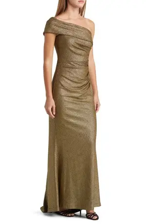 Eliza J One-shoulder Glitter Mermaid Gown - Bgd