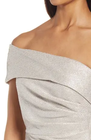 Eliza J One-shoulder Glitter Mermaid Gown