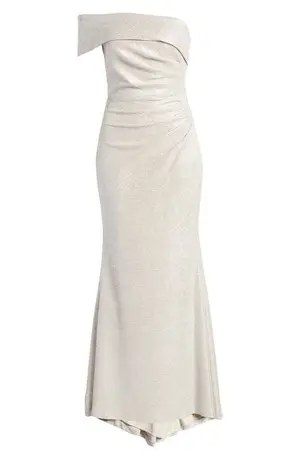 Eliza J One-shoulder Glitter Mermaid Gown