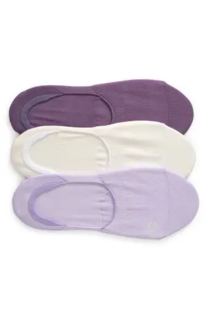 Zella Assorted 3-Pack No-Show Sock Liners Purple Montana