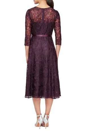 Alex Evenings Embroidered A-line Cocktail Dress