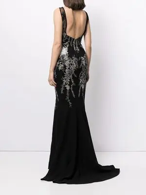 SAIID KOBEISY Fitted Floral Lace-embroidered Gown
